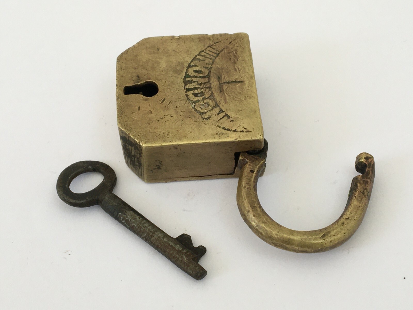 Lock Old Vintage Brass Padlock Lock With Key Rich Patina Collectible ...