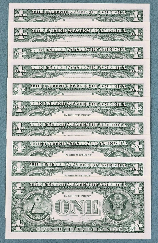 Lot of 10 2021 $1 One Dollar Bills "A" BOSTON Series Consecutive # UNC ...