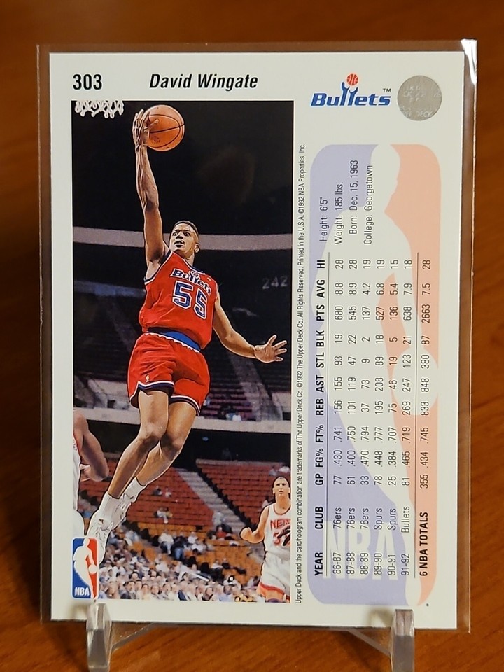 David Wingate 1992 Upper Deck 303 Washington Bullets Basketball Card | eBay