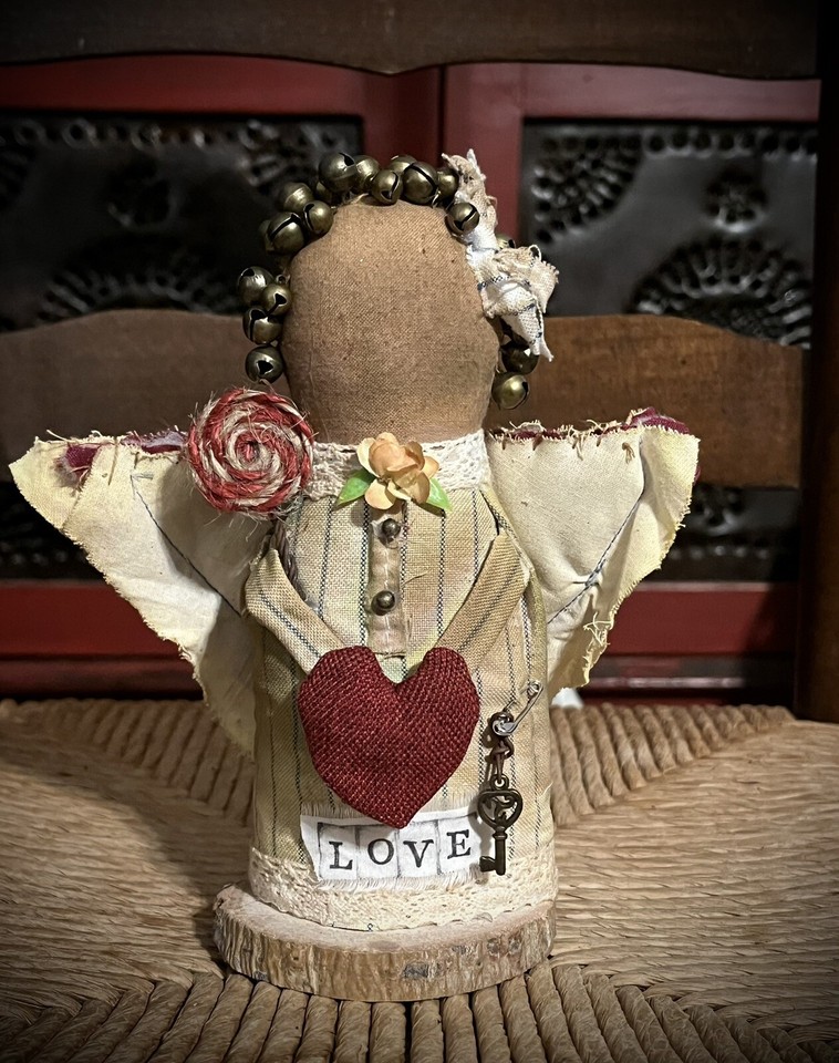 Grubby Primitive Rustic Easter Bunny w Pink Polka Dot Egg Doll 10 ...