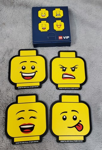 LEGO VIP Exclusive Minifigure Heads Coasters 4 pack New Double Sided ...