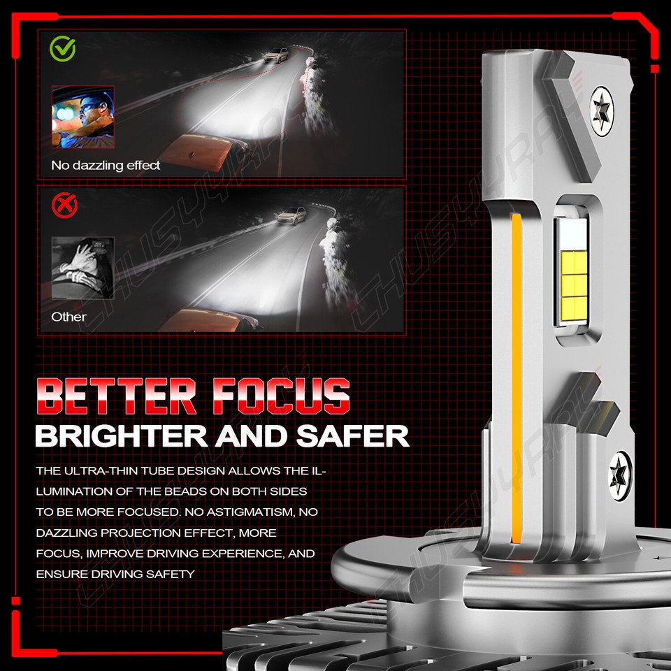 D5S LED Headlight Bulb 6500K White 70W 30000LM 100% Plug-N-Play LED ...