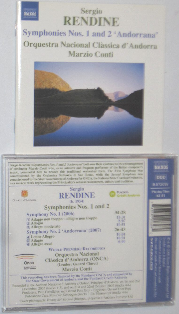 Sergio RENDINE: Symphonies #1 (2006) & #2 "Andorrana" (2007) - Marzio Conti | eBay