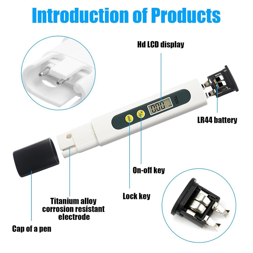 2X TDS Meter Digital Tester Water Quality Testing Kits Drinking Water 0 ...