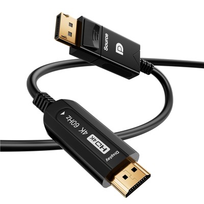 CHENLENIC DisplayPort to HDMI Fiber Optic Cave, Active DP to HDMI Video ...
