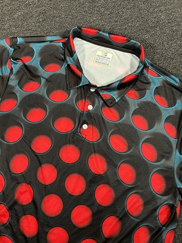 Obnoxious Golf Polo Men’s XL Ping Pong Ball Geometric Red Stretch ...