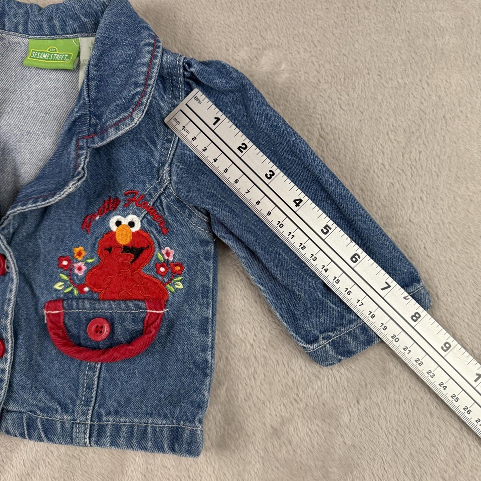 Sesame Street Elmo Jacket Girls Infant 12M Blue Denim Embroidered ...