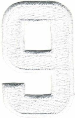 1 7/8" White Monogram Block Number 9 Embroidery Patch | eBay