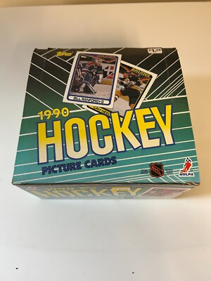 1990-91 Topps Hockey Jumbo wax cello box (24 unopened packs; 984 cards ...