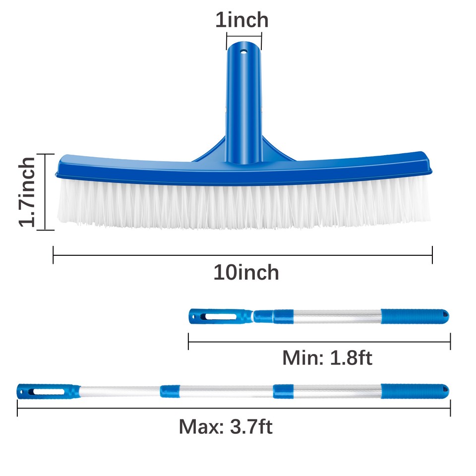 Pool Cleaning Brush Heavy Duty Floor Wall Pool Spa Brush Aluminum ...