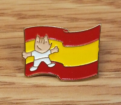 Mascot Cobi With Red & Yellow Spain Country Flag Collectible Pin **READ ...