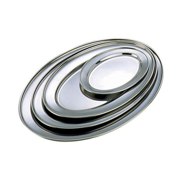 Oval Serving Platter Stainless Steel Meat Flat Buffet Tray Catering ...
