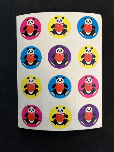 Vintage LISA FRANK Panda Bear & Hearts Sticker Sheet | eBay