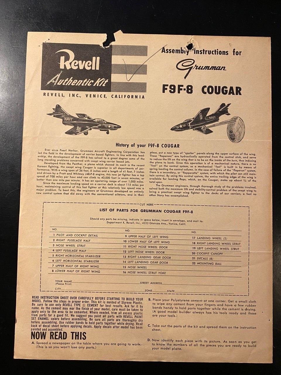 Vintage 1950s Revell Model Instructions Manuals Mitchell Boeing Martin ...