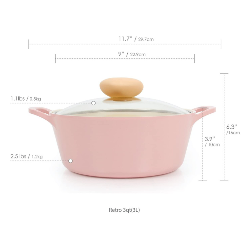 Neoflam Retro 3qt Nonstick Ceramic Coated Casserole Stockpot Dutch Oven ...