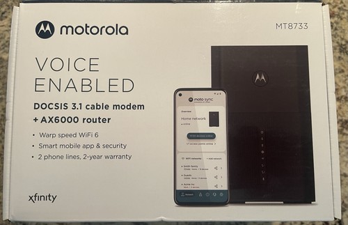 Motorola MT8733 WiFi 6 Router + Multi-Gig Cable Modem + 2 Phone Ports ...