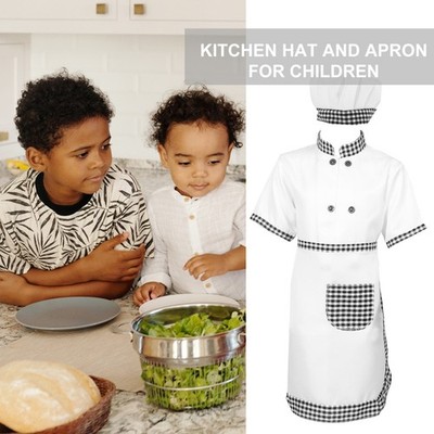 1 Set Boy Kitchen Baking Apron Hat Boy Chef Role Play Costume Hat Apron ...
