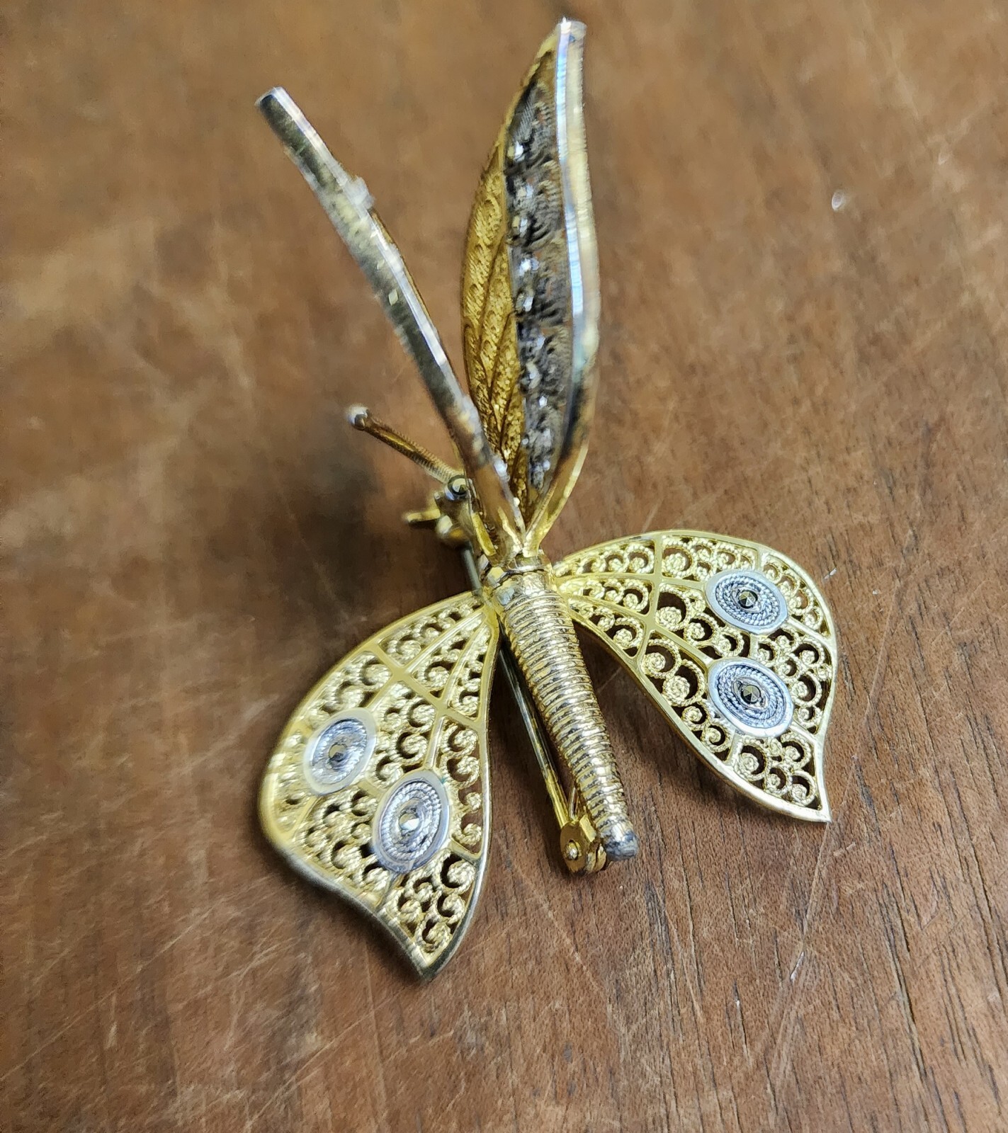 Alice Caviness Art Deco Butterfly Brooch Filigree Mar… - Gem