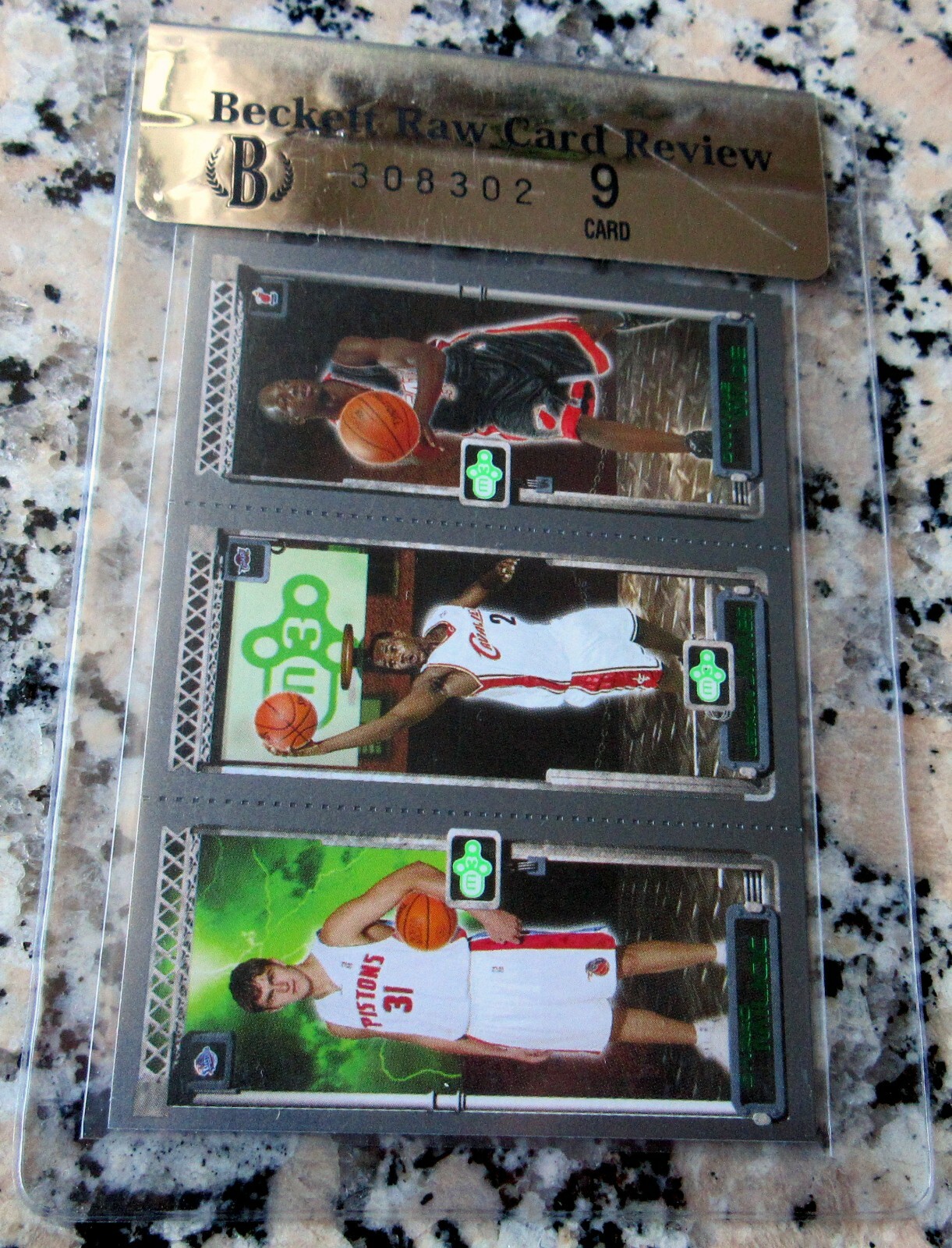 LEBRON JAMES 2003 Topps Matrix Triple Rookie Card RC RAW BGS 9 Lakers ...