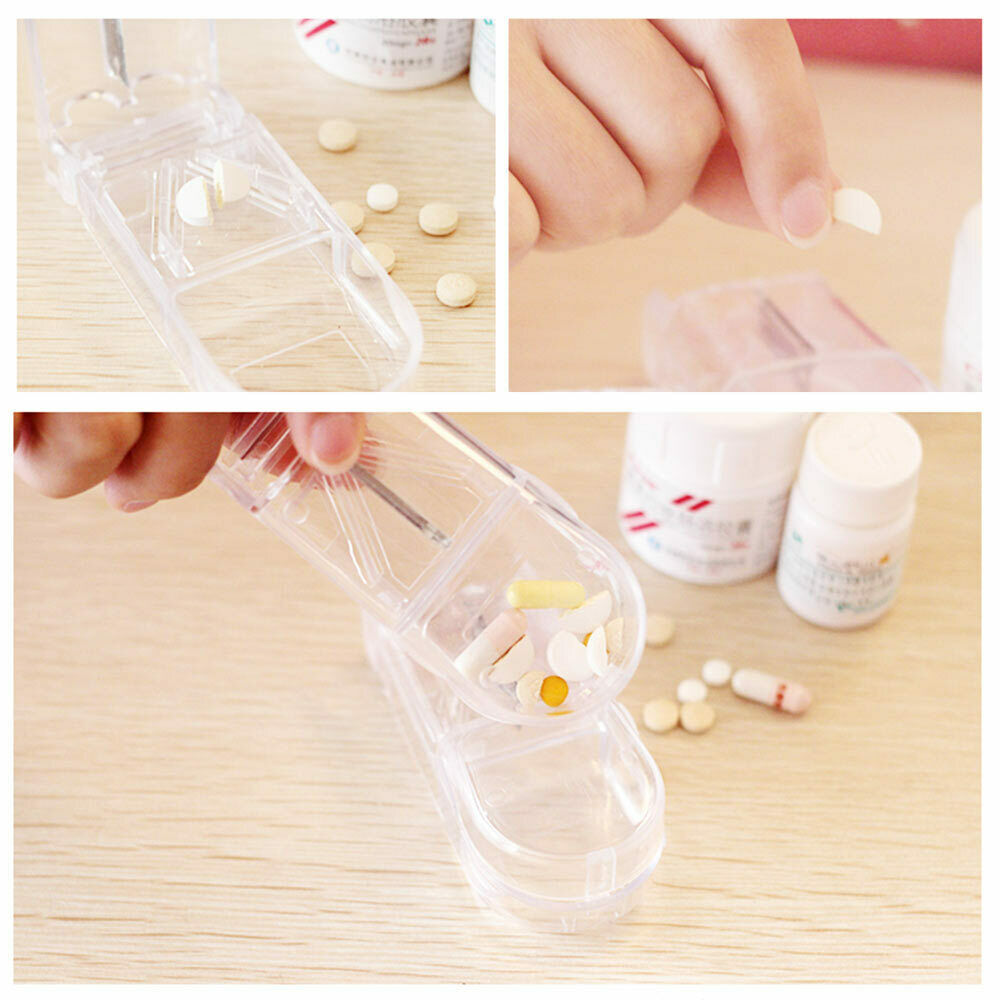 2Set Tablet Cutter Splitter Divider Safe Convenient Storage Medicine ...