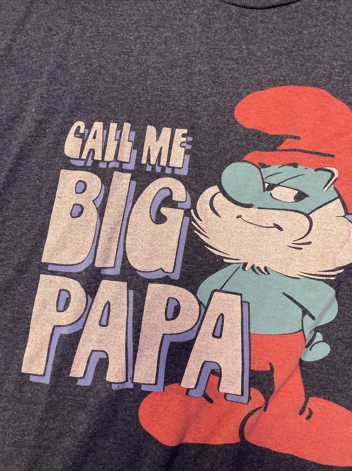 The Smurfs Call Me Big Papa Shirt Mens Small Pullover Graphic Tee Short ...