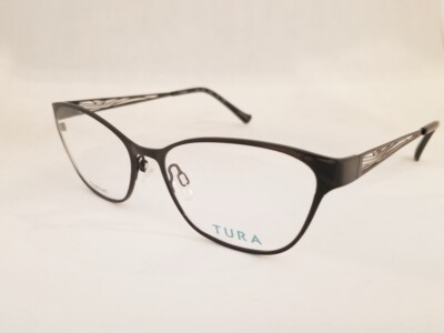 TURA R126 Titanium eyeglasses frame Black WOMEN 53mm Cat Eye Light ...