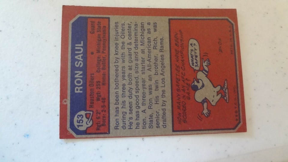 1973 TOPPS # 153 RON SAUL FOOTBALL CARD | eBay