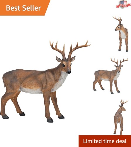 Big Rack Deer Buck Garden Statue - 28" Long, 24.5" Tall - Rustically ...