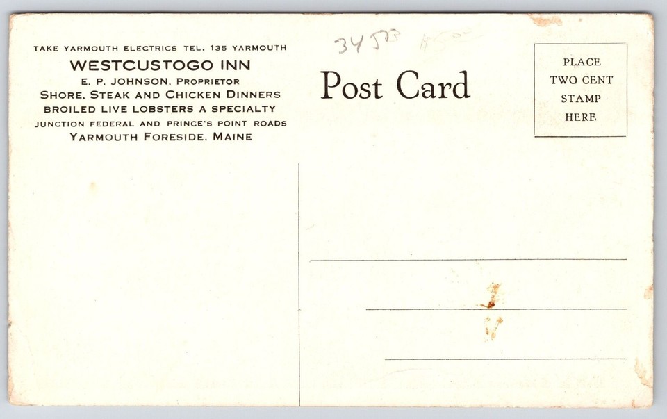 Westcustogo Inn Shore Steak Chicken Dinners Yarmouth Foreside Maine ME ...