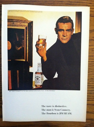 SEAN CONNERY VINTAGE JIM BEAM BOURBON WHISKEY AD 1966 - A FINE MADNESS ...