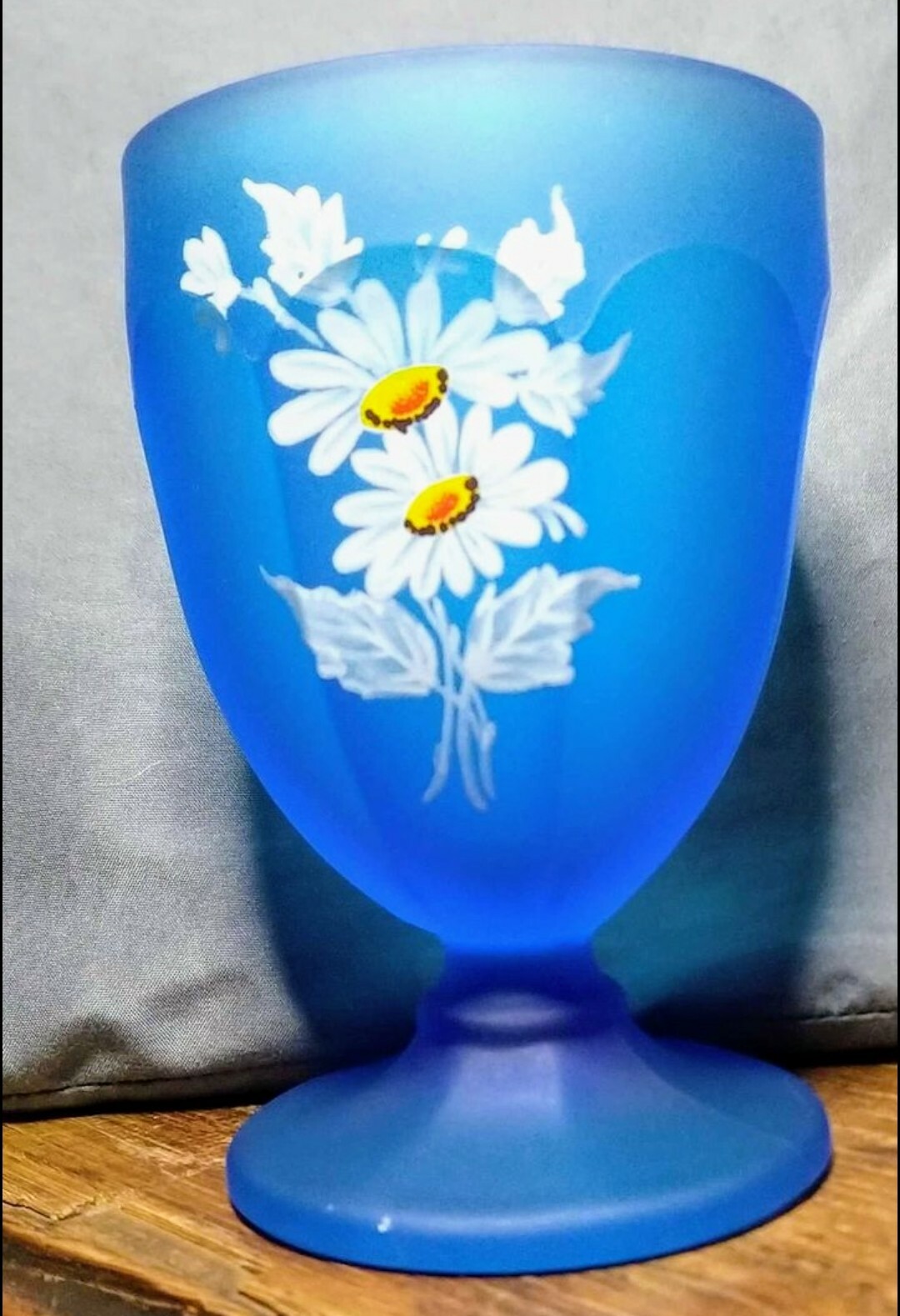 Vintage Frosted Blue Westmoreland Glass Goblet Pedestal Candy Dish ...