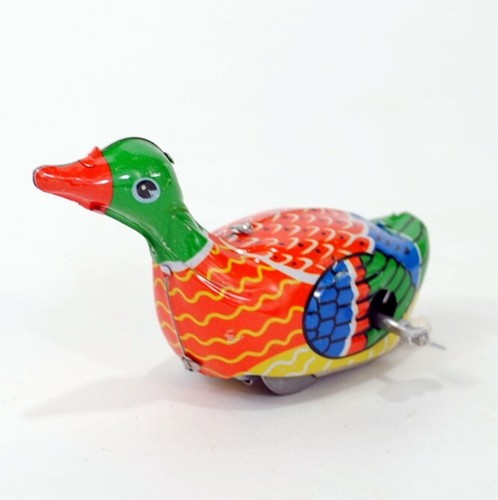 WIND UP DUCK Tin Toy Moving Bird Vintage Style NEW IN BOX Retro Style ...