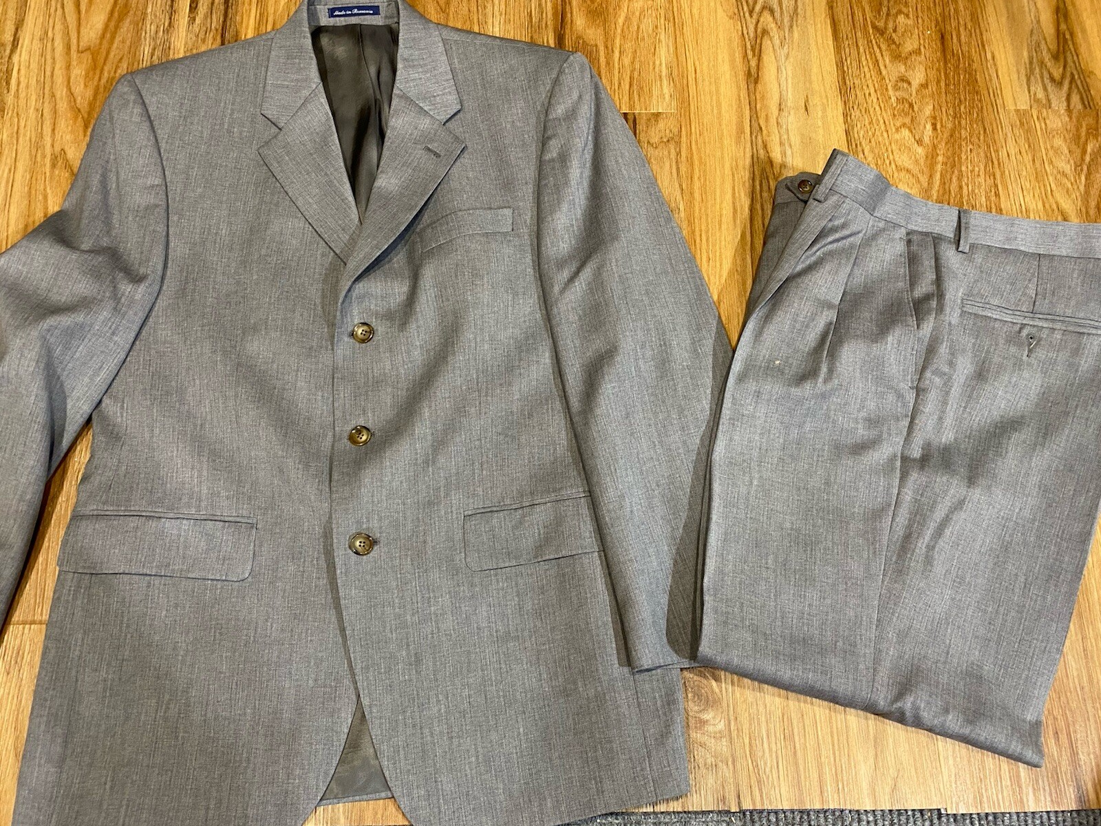 Lauren Ralph Lauren Men Suit Solid Grey Jacket 40R Pa… - Gem