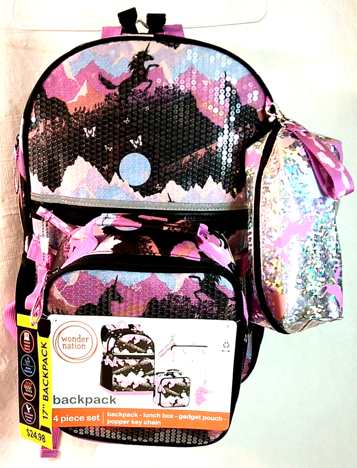 Wonder Nation• Girls• 4Pc.• Magical Meadows• Purple• Unicorn• Backpack ...