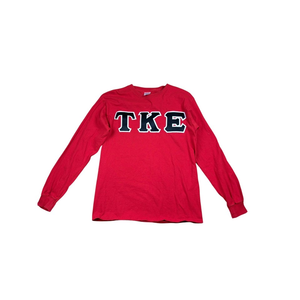 TKE Tau Kappa Epsilon Fraternity Long Sleeve embroidered Shirt Red Mens ...
