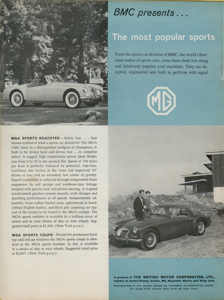 1960 British Motor Corp BMC MGA Austin Healey Morris MG 850 7pg VINTAGE ...