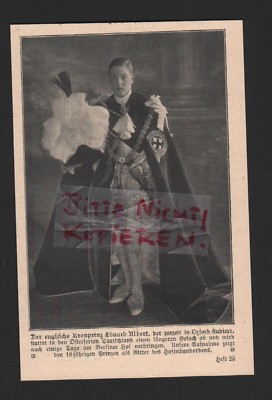 1913, Bildnis Portrait Eduard Albert englischer Kronprinz | eBay