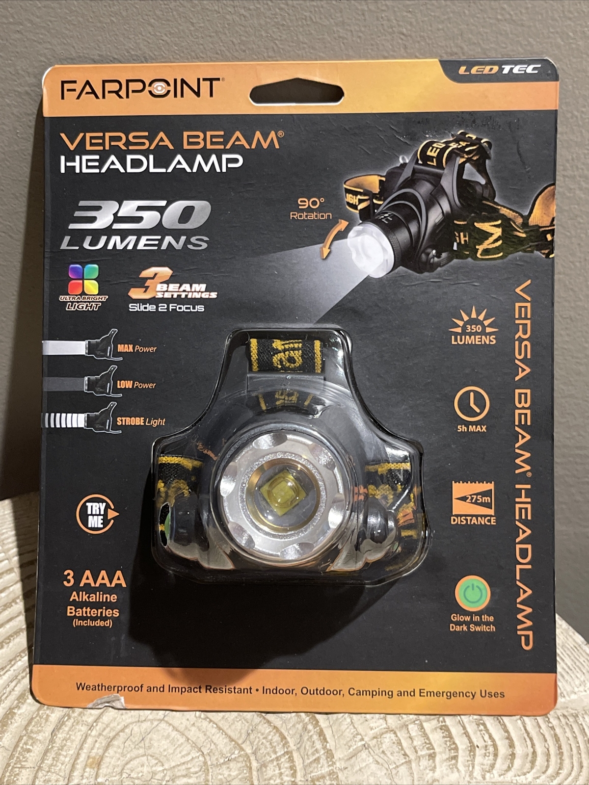 Farpoint LED Tec Headlamp 350 Lumens 275m Distance I-Zoom 2 Beam Set ...