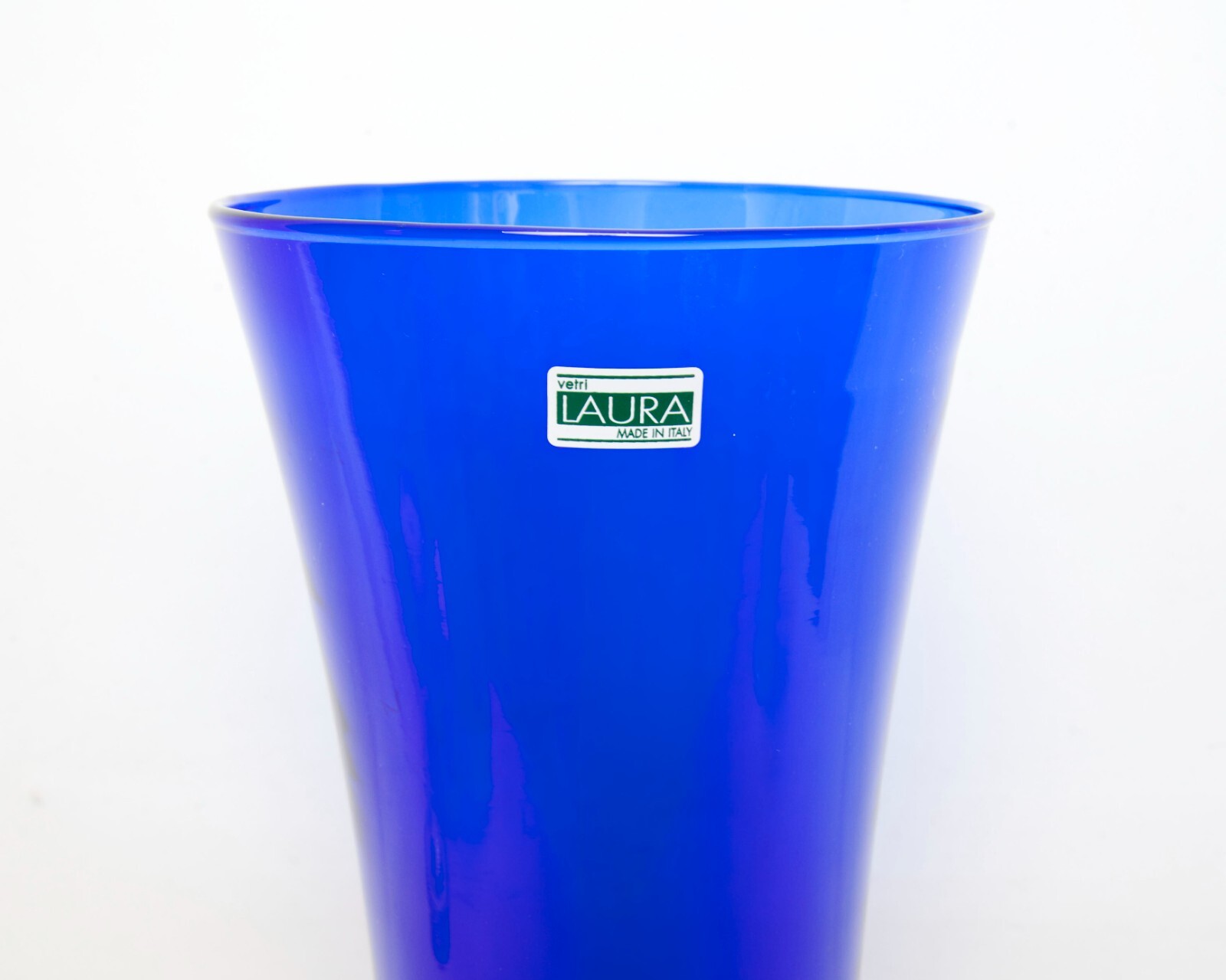 Vintage Italian Art Glass Large Cobalt Vase Murano VETRI LAURA Made in ...
