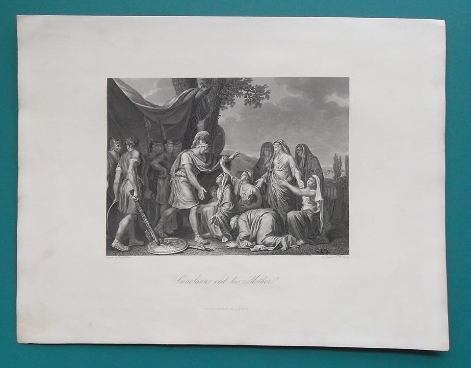 ROMAN GENERAL Marcius Coriolanus Mother Pleading - 1840s Antique Print ...