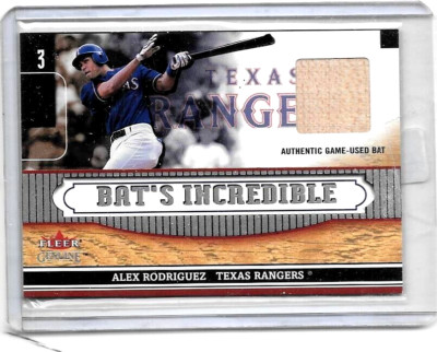 ALEX RODRIGUEZ 2002 FLEER GENUINE BATS INCREDIBLE GAME USED BAT ~ TEXAS ...