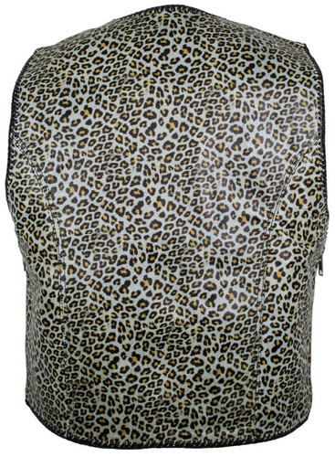 Herren Lederweste Motorrad Weste Leoparden Muster Kutte Rockerweste ...