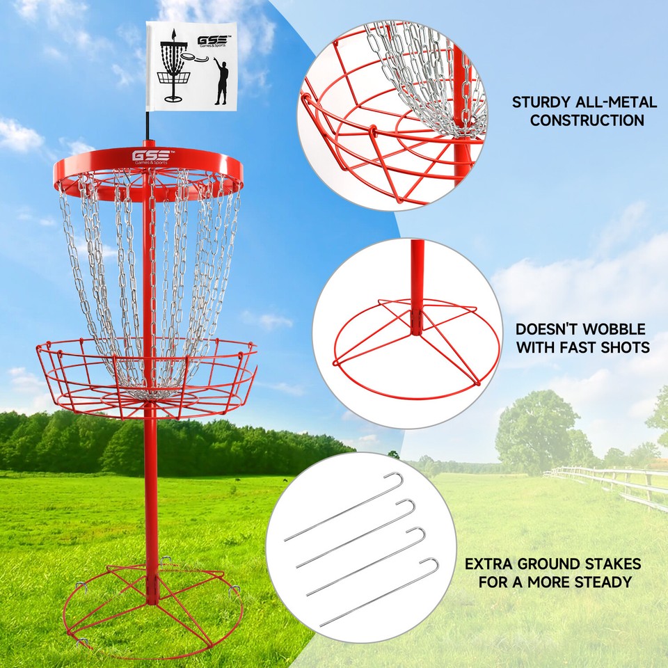 Portable 24-Chain Disc Golf Basket. Disc Golf Target Goal for Discs ...
