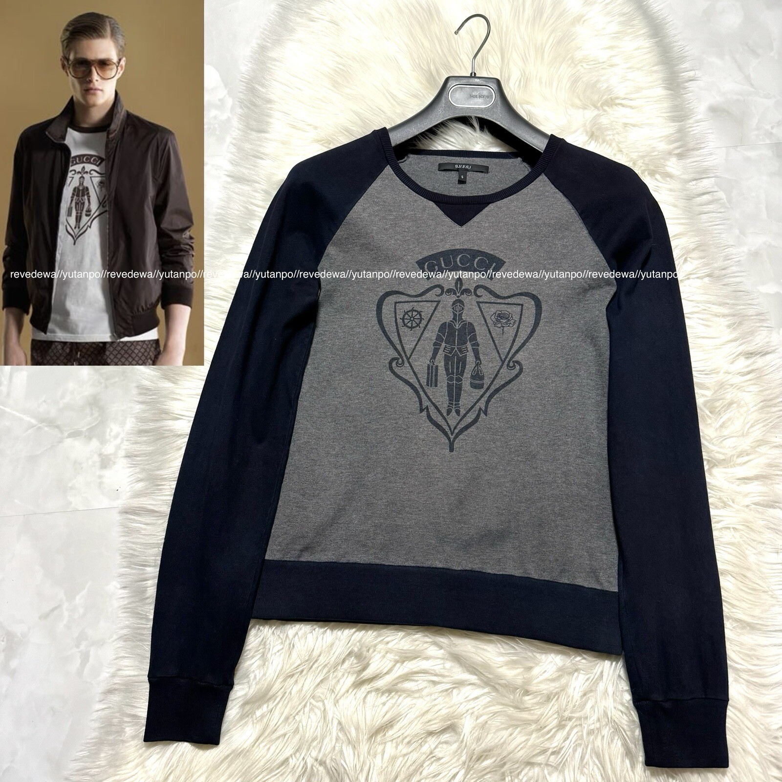 Genuine Lookbook Model Gucci Crest Emblem Bicolor Kni… - Gem