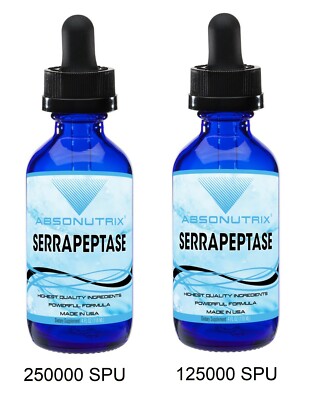 Absonutrix Liquid Serrapeptase 125000 SPU and 250000 SPU combo 4flOz ...