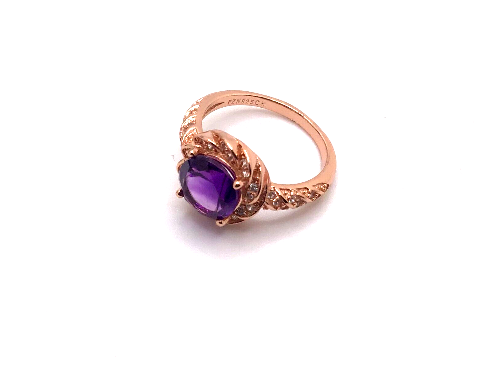 Neta-LN- Rose Gold Over Sterling Silver Amethyst and CR Saphire Ring ...