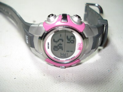 NEW PINK LADIES TIMEX 1440 SPORTS FITNESS WATCH POLY BAND ALARM ...