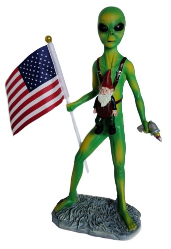 Alien and A Gnome Statue - Indoor or Outdoor Garden Gnome Sculpture for ...