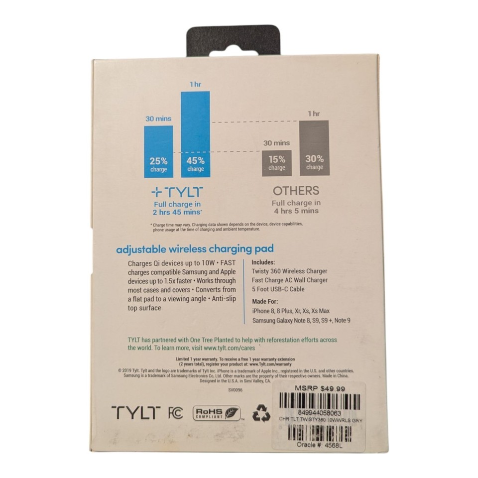 C4. TYLT - Twisty 360 10W Qi Adjustable Fast Charge Wireless Charging Pad Gray | eBay