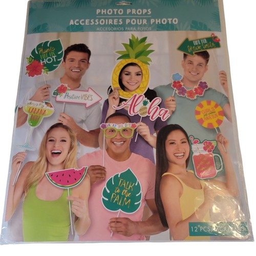 Tropical Luau Party Photo Props - Aloha Theme, 12 Pieces Spring Summer ...